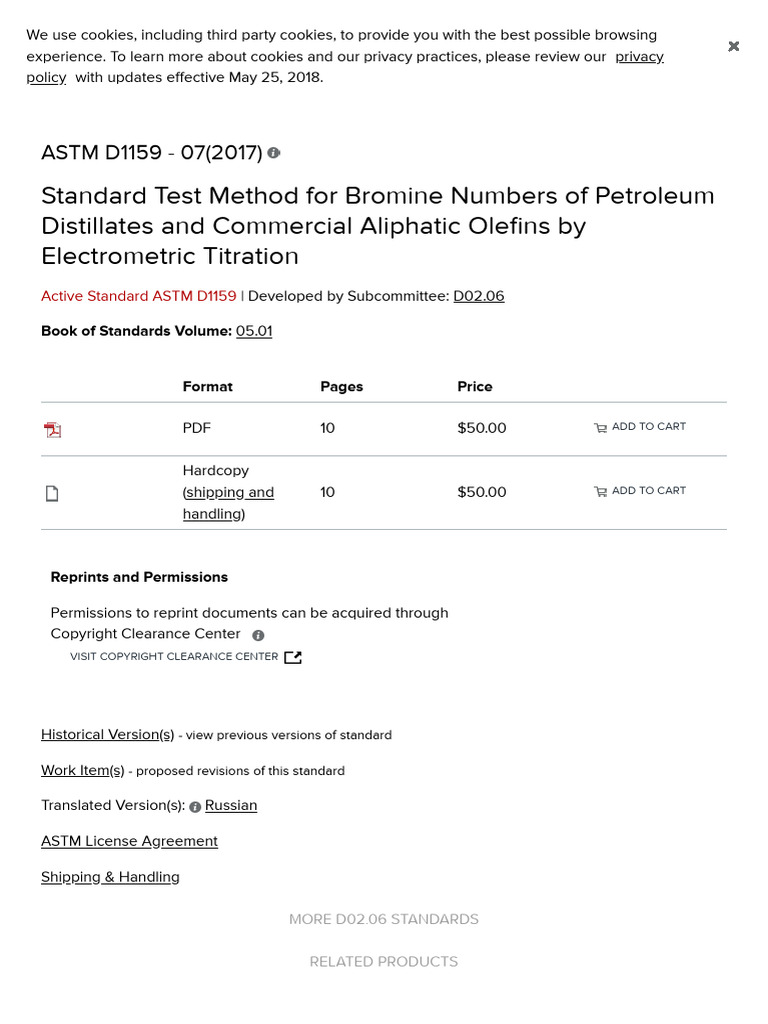 ASTM D1159 - Method for Bromine Numbers | PDF