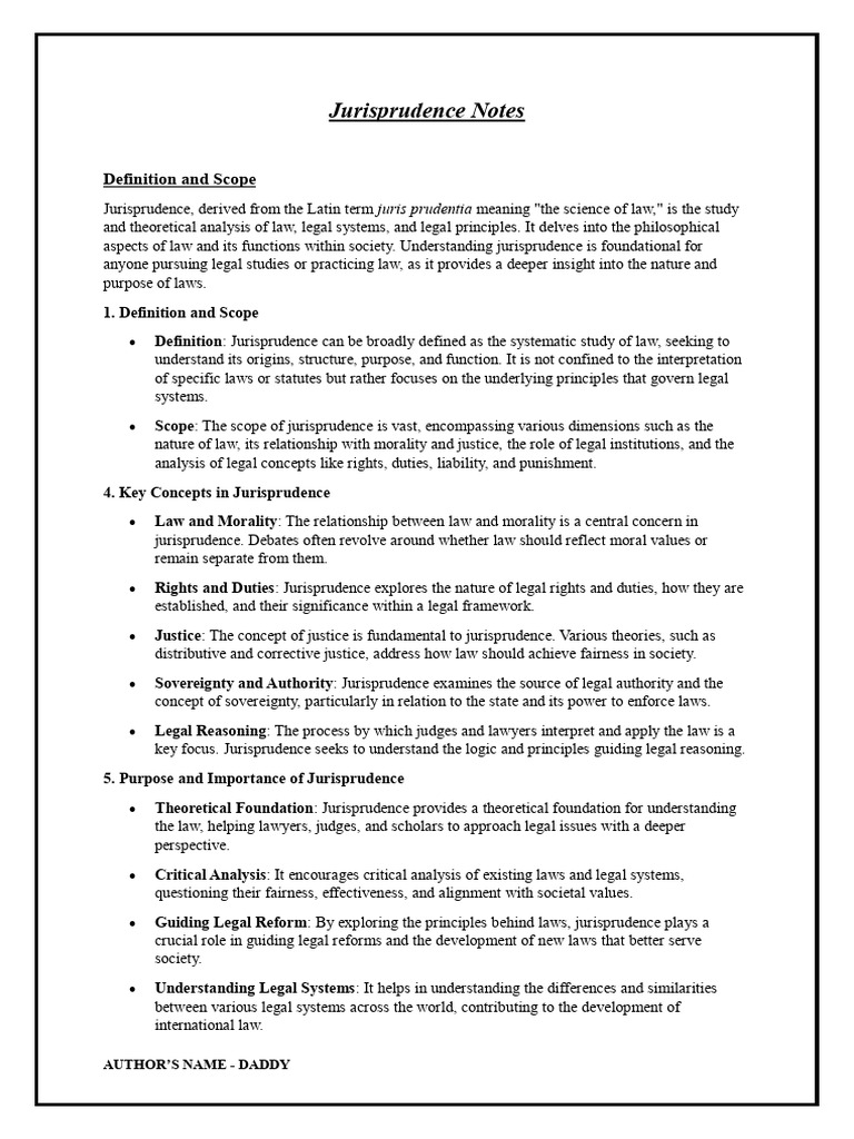 Jurisprudence Notes Tutorials | PDF