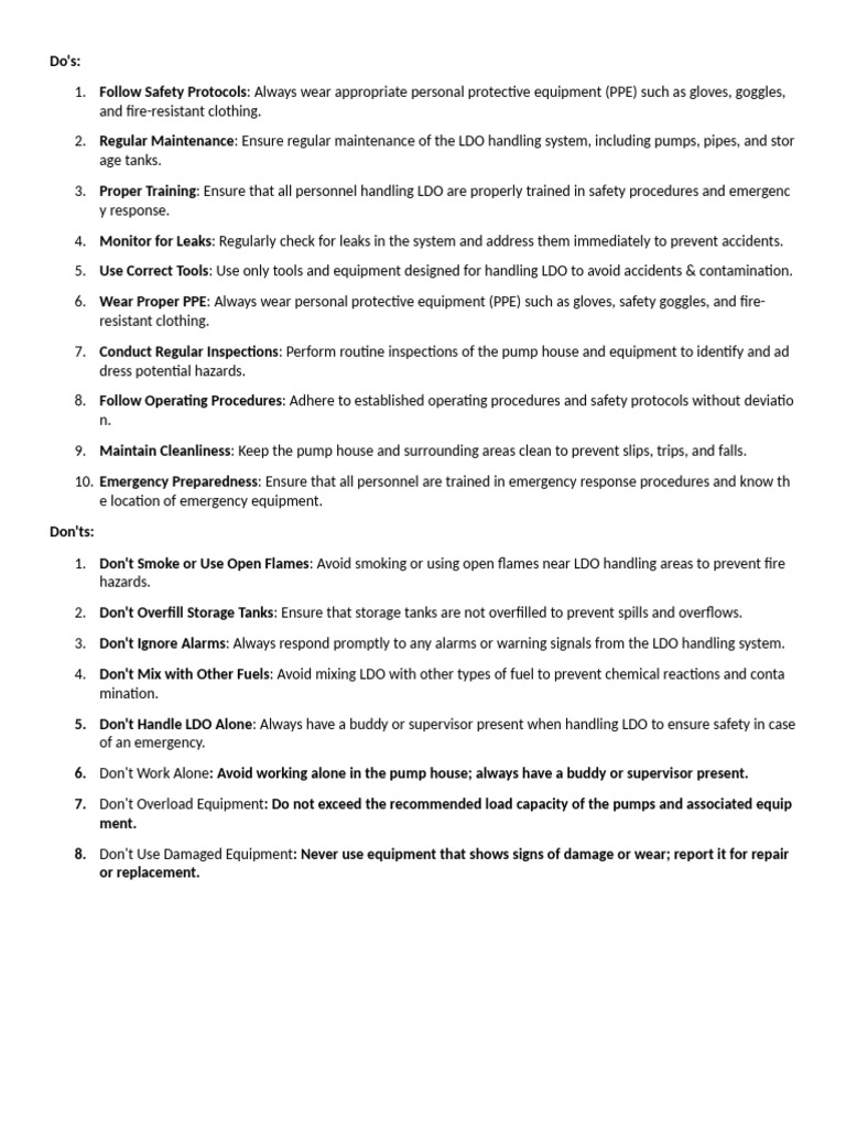 LDO Handling Safety Guidelines | PDF