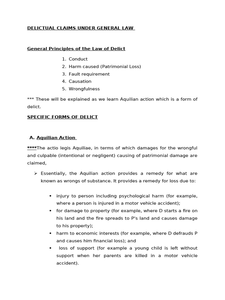 2 Delicts Under General Law Acqulian Action-1 | PDF