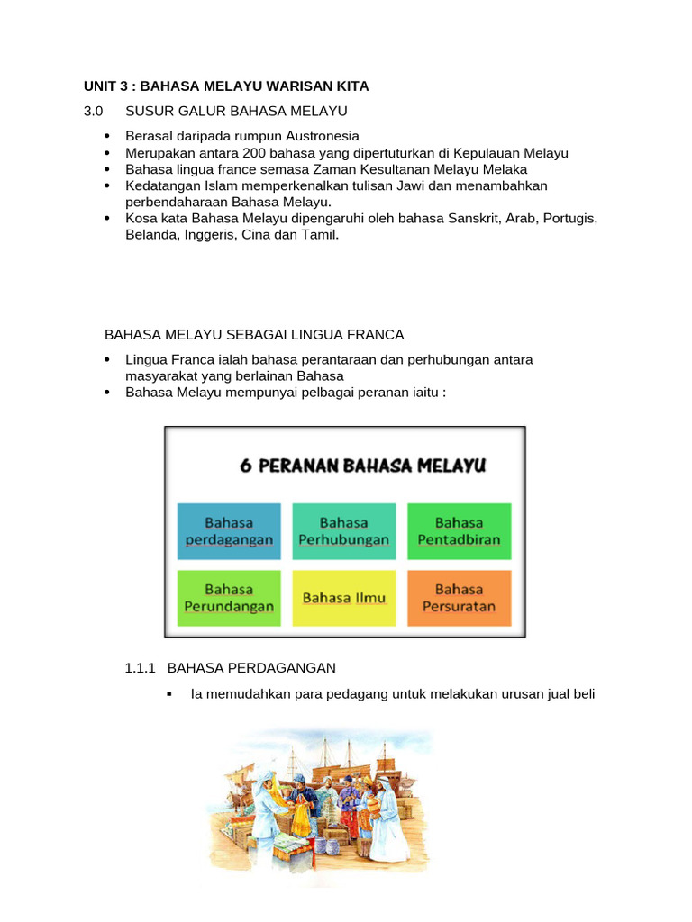 Unit 3: Bahasa Melayu Warisan Kita | PDF | Indonesian Language ...