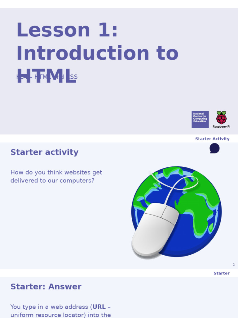 L1 Slides - Introduction To HTML - KS4 | PDF