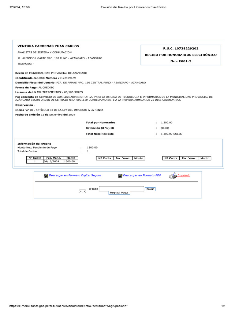 Sunat - Menú Sol | PDF