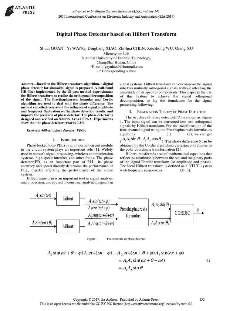Digital Phase Detector Based On Hilbert Transform 2jxspdlcld | PDF