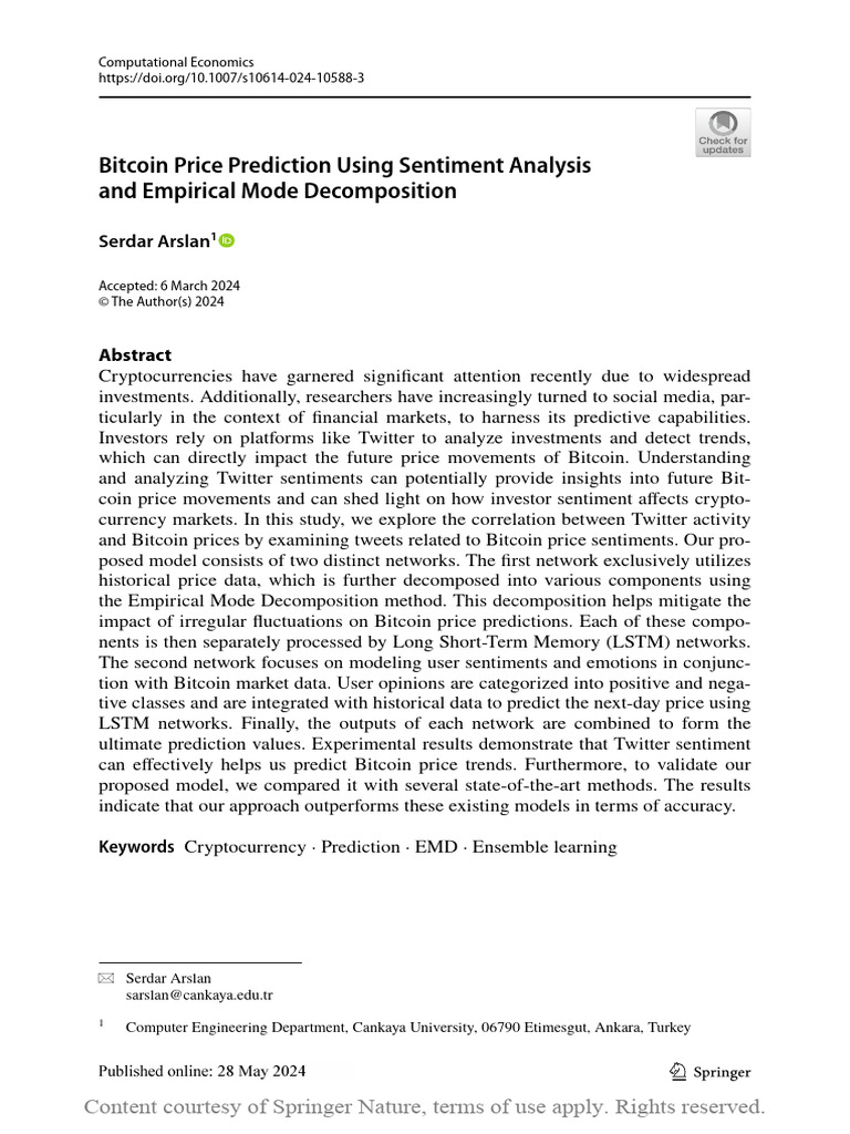 Bitcoin Price Prediction Using Sentiment Analysis | PDF