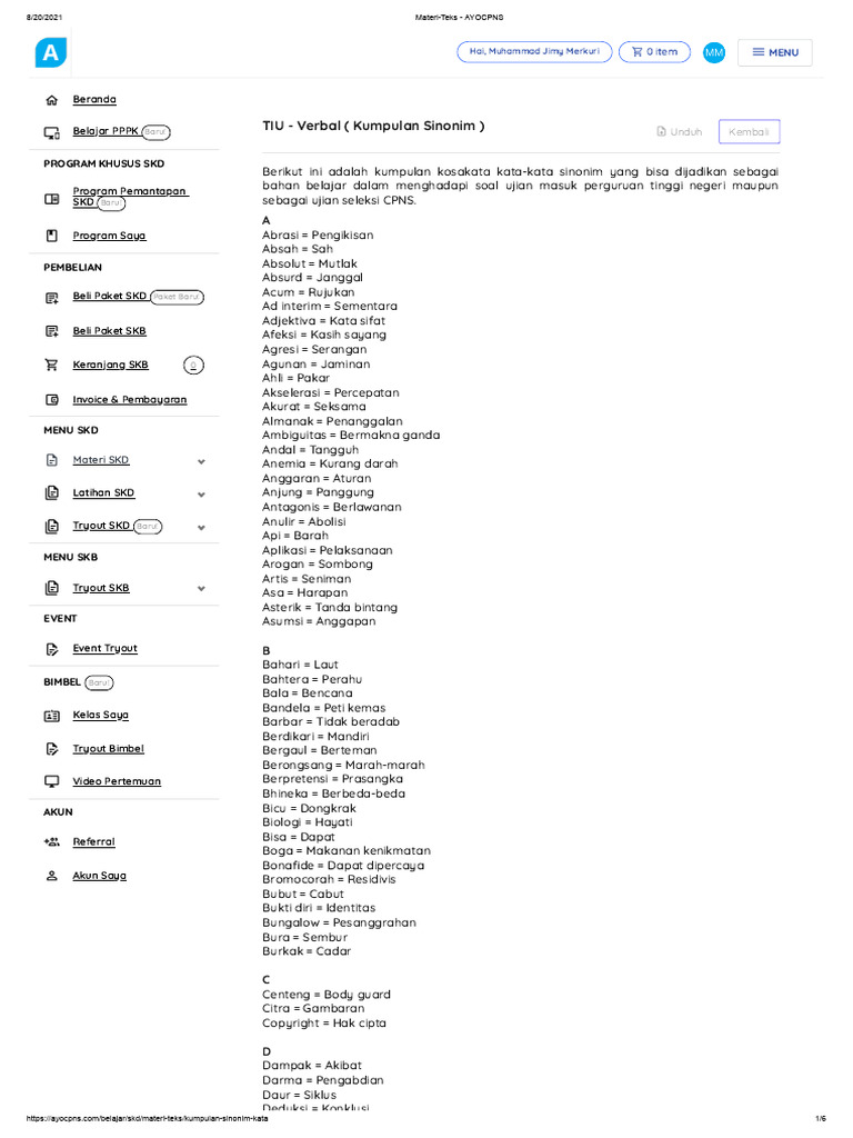 Sinonim-Kumpulan Kata | PDF