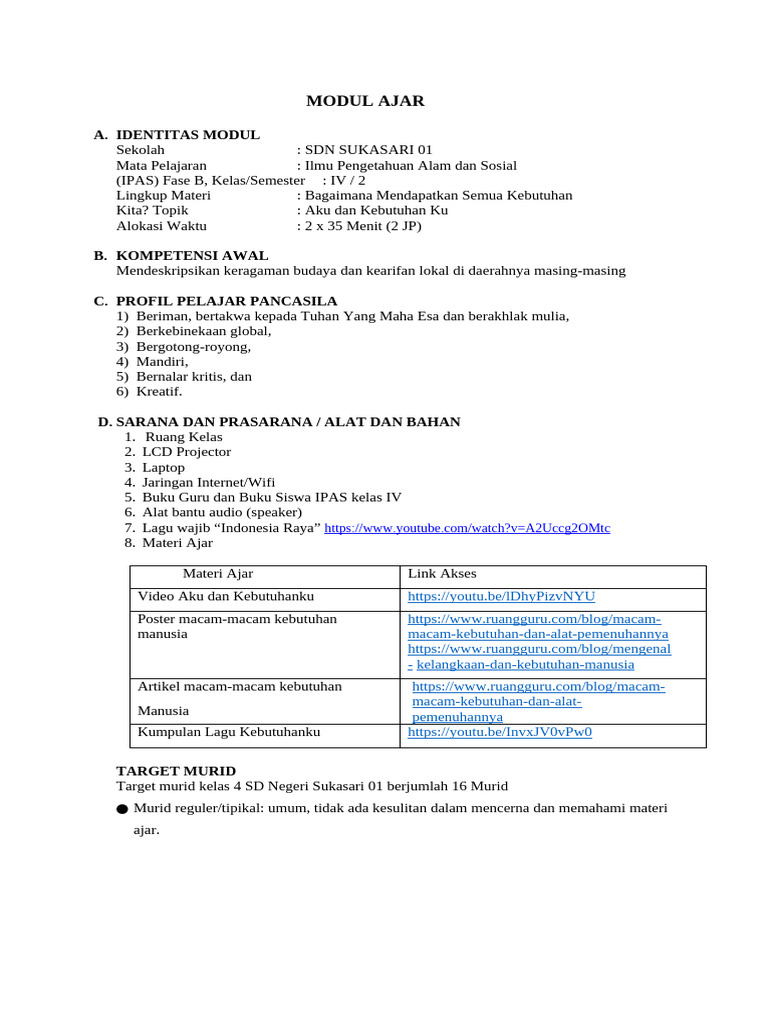 MODUL AJAR PMM | PDF