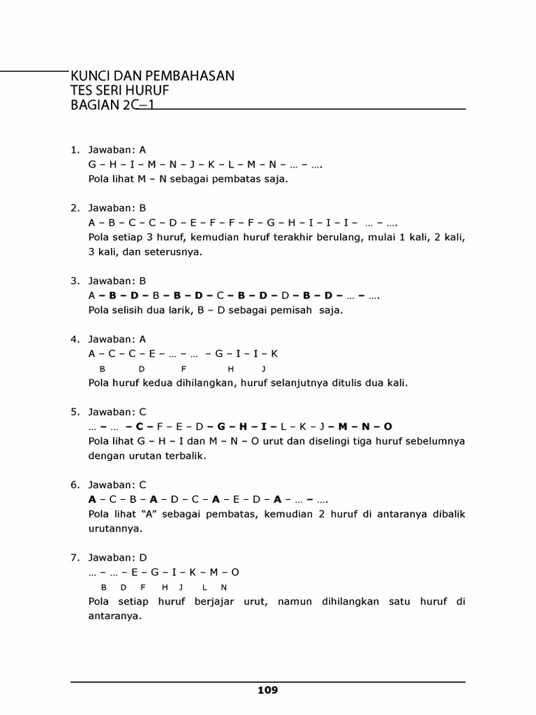 Jawaban Soal Deret Huruf 1 | PDF