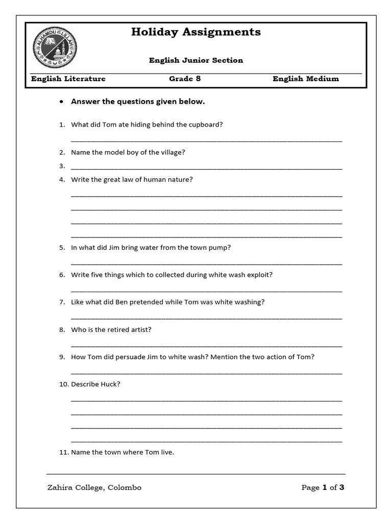 Grade 8 EJS English Literature HA | PDF