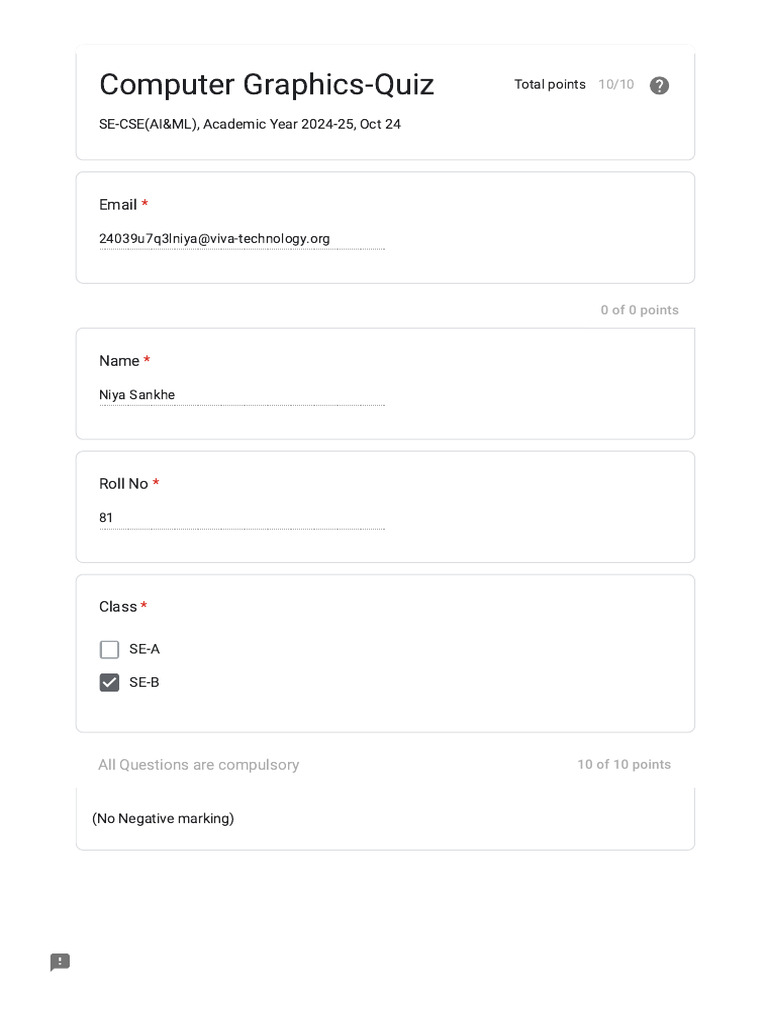 Computer Graphics-Quiz | PDF
