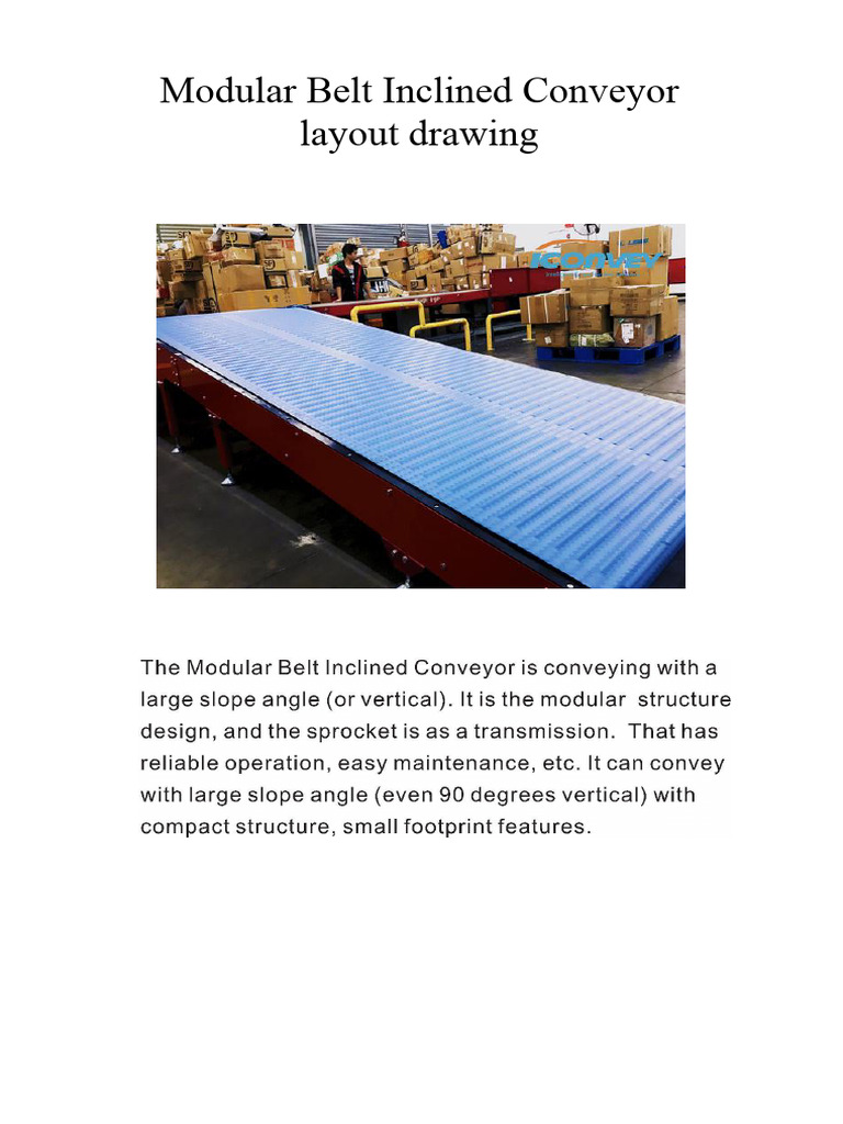 Modular Belt Inclined Conveyor Layout Drawing | PDF