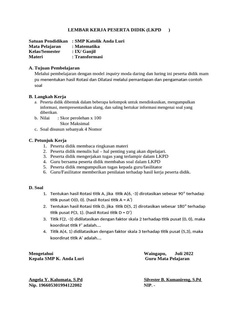 LKPD 7 Transformasi 2 | PDF
