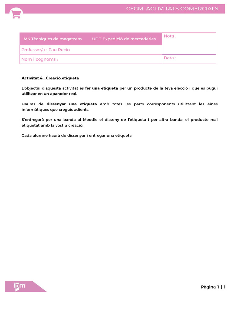 ACT04 - Creació Etiqueta | PDF