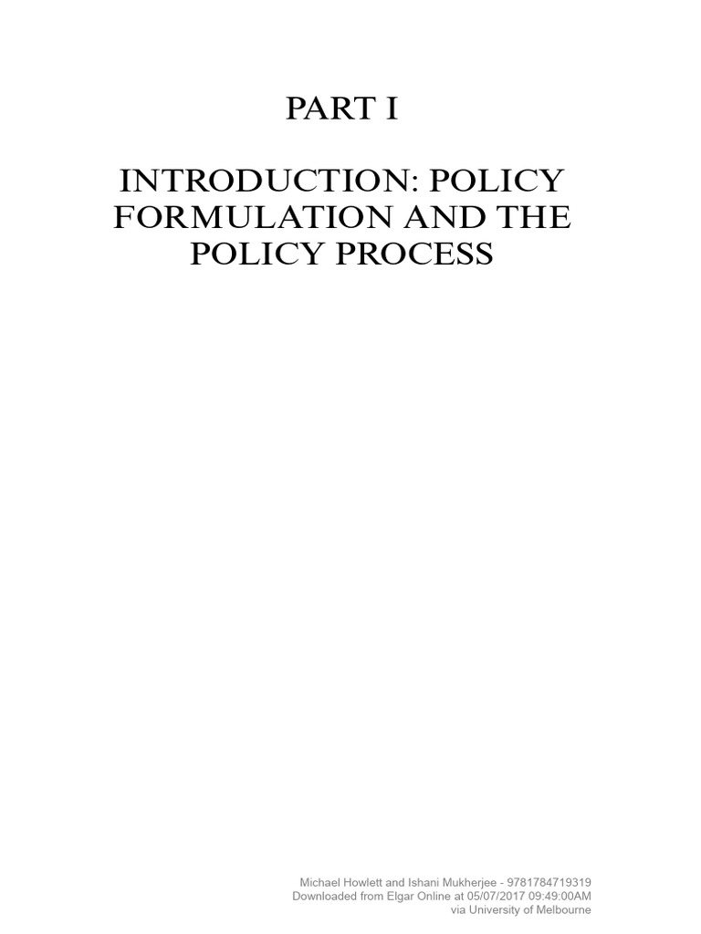 Part I Introduction Policy Formulation and The Policy Process | PDF