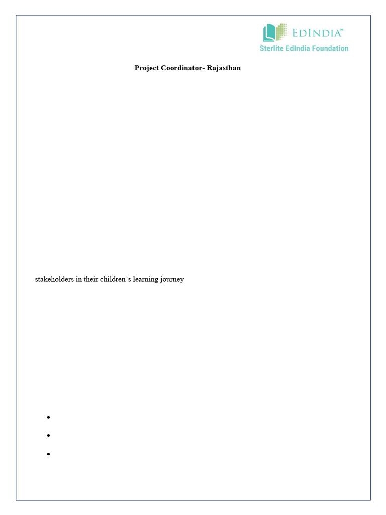 JD Project Coordinator Rajasthan | PDF