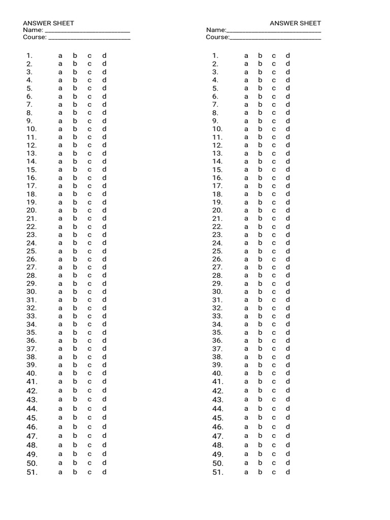 Answer-Sheet (MC Type) | PDF | Teaching Methods & Materials