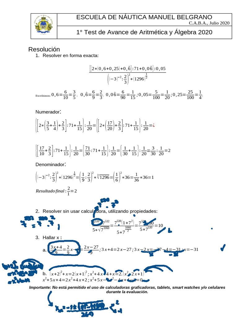 Resolucion Examen_aritmetica_y_algebra_1er_test_de_avance_2020 escrito ...