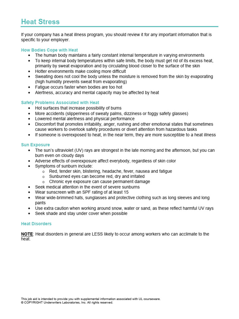 Heat Stress Job Aid | PDF