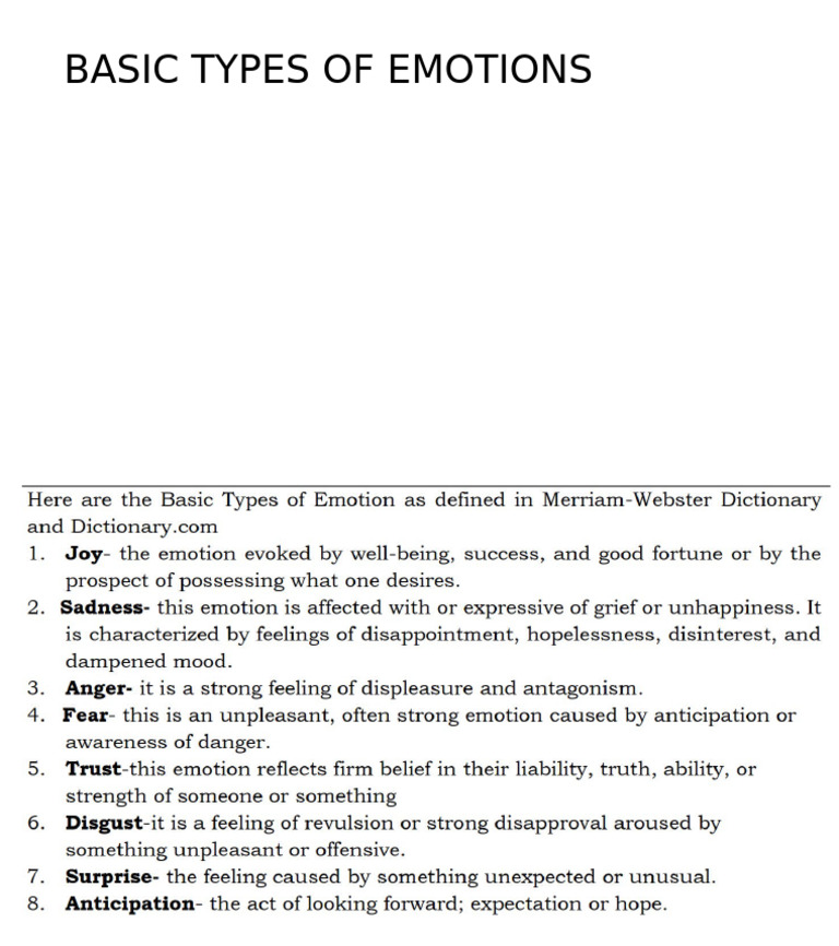 Basic Types of Emotions | PDF
