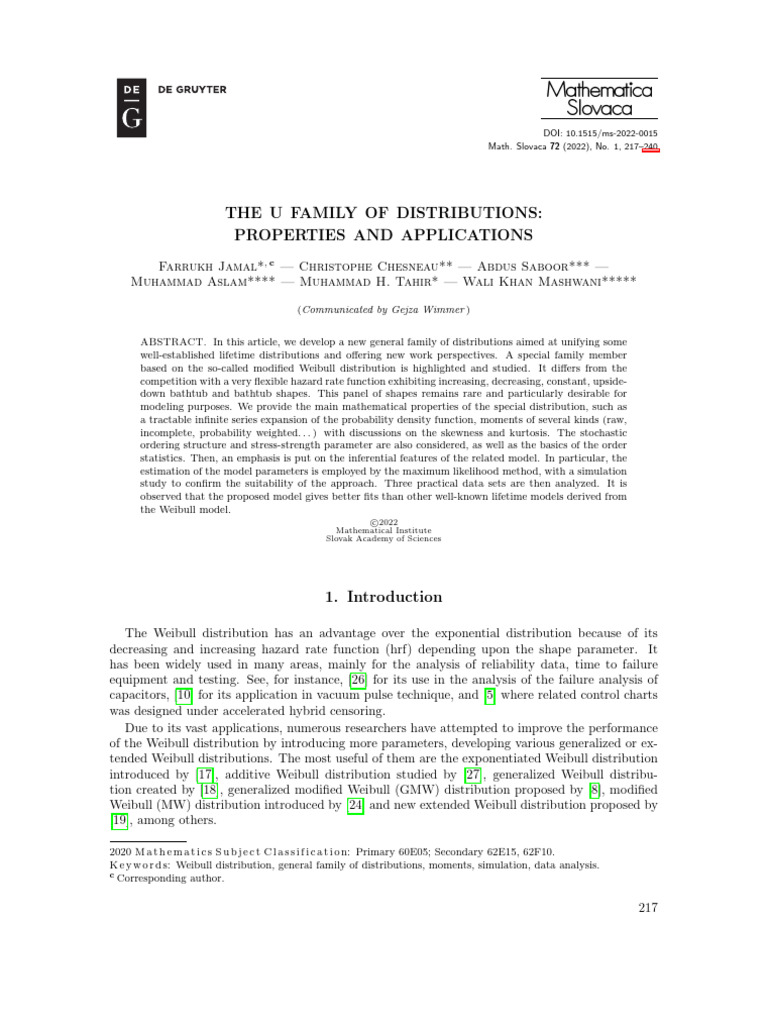 The U Family of Distributions | PDF