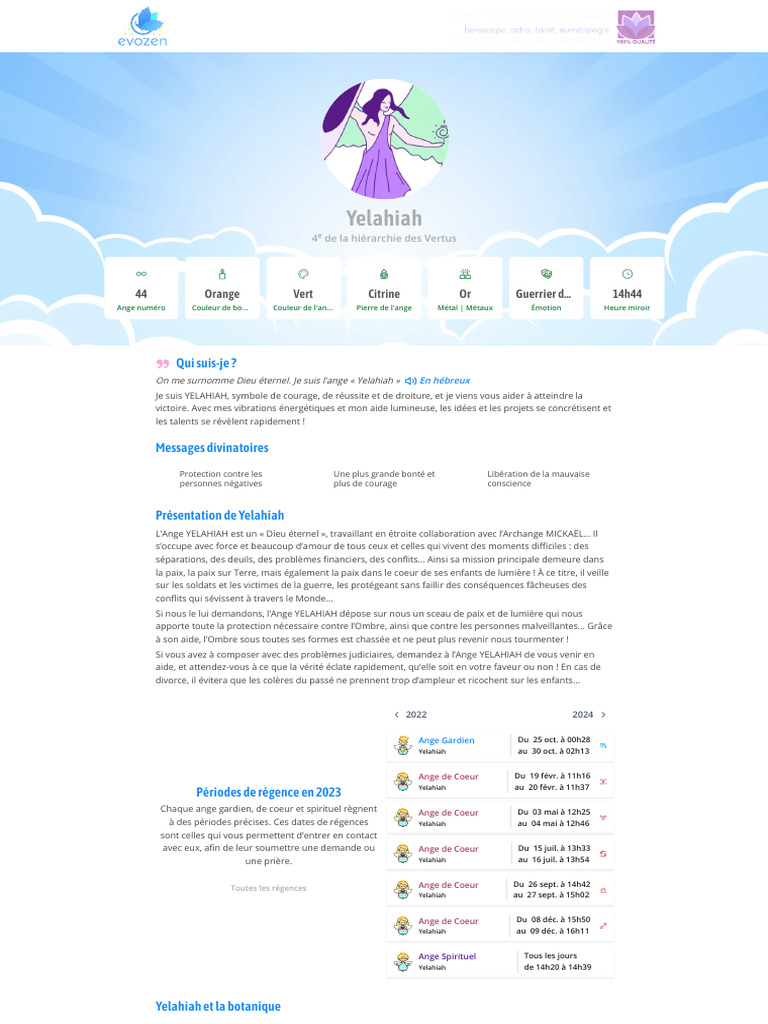 44 - L'ange Gardien Yelahiah Et Ses Pouvoirs - Evozen | PDF