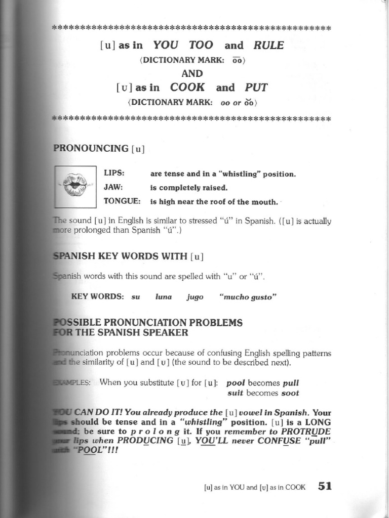 English Pronunciation For Spanish Speakers (U & U) | PDF