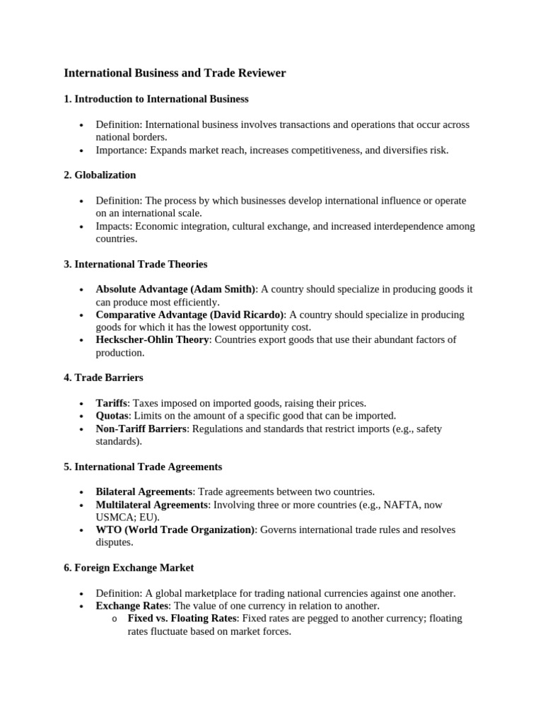 International Business and Trade Reviewer | PDF | International ...
