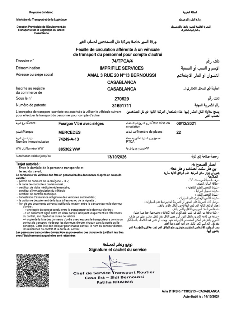 Autorisation Circulation TPCA | PDF