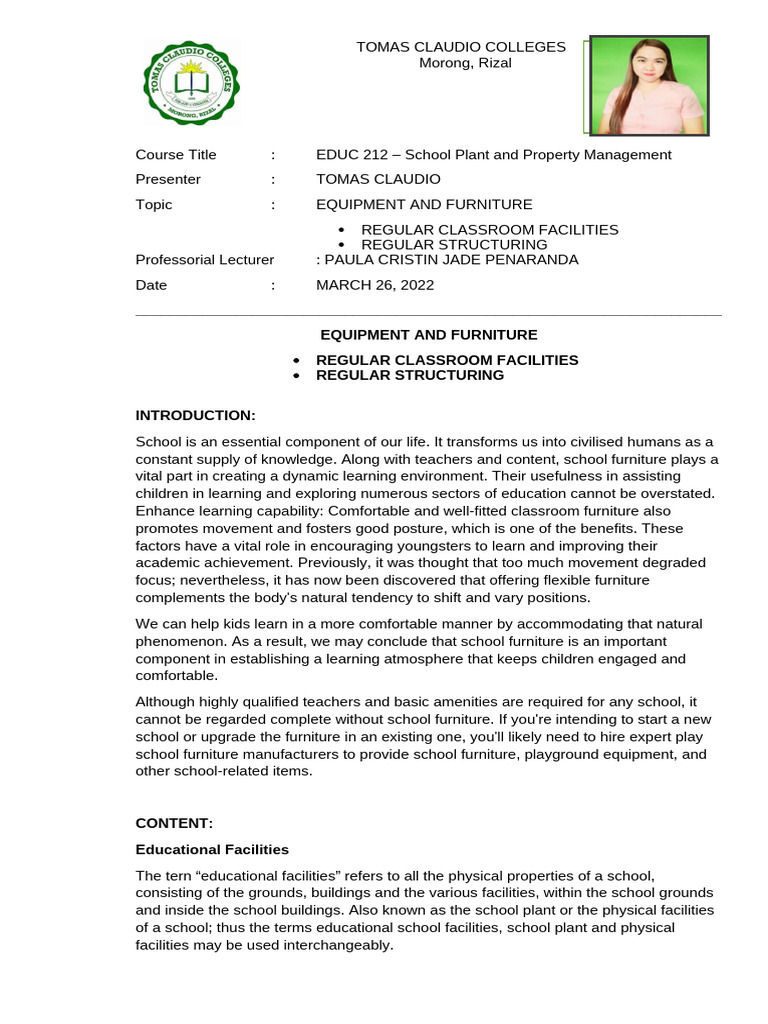 Regular Classroom and Structuring-EDUC 212-Written-Report-March26,2022 | PDF | Classroom | Wood