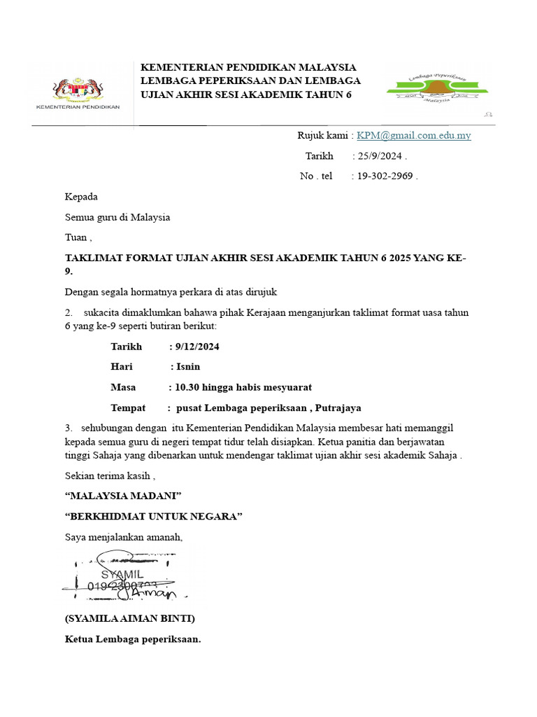 Taklimat Format Uasa Tahun 2025 | PDF