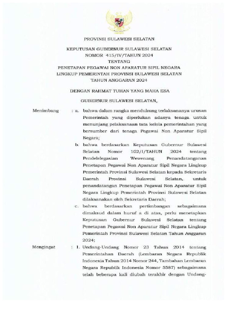 SK Sekda Perubahan April Tahun 2024 | PDF