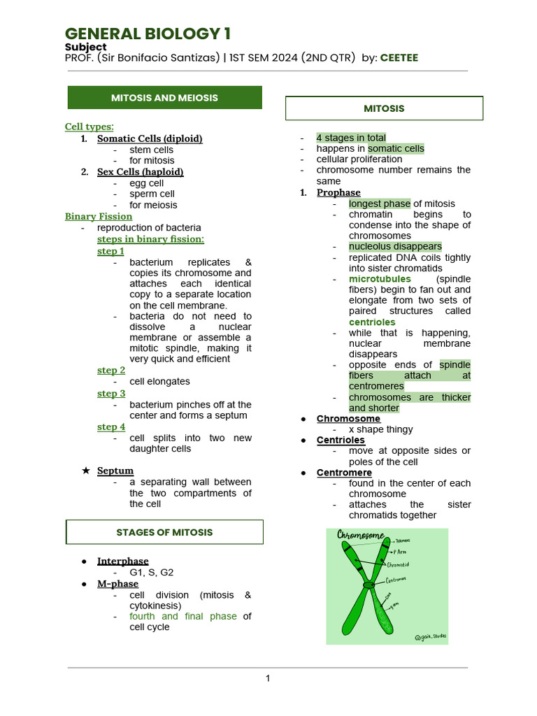 General Biology 1ST Semester Reviewer (2ND QTR) Highlighted | PDF