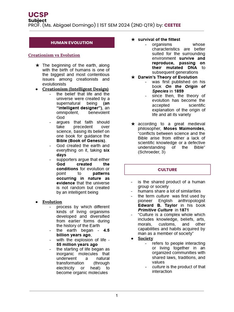 Ucsp 1st Semester (2nd QTR) Reviewer | PDF