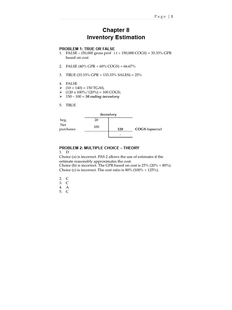 Sol Man Chapter 8 Inventory Estimation Compress | PDF