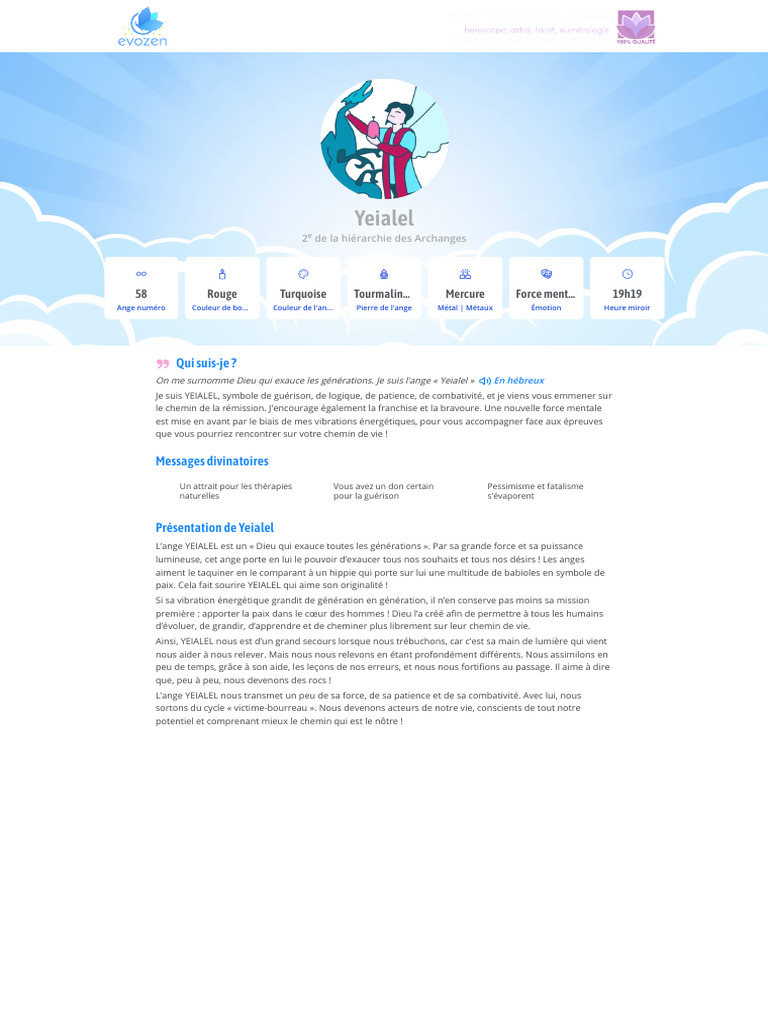 58 - L'ange Gardien Yeialel Et Ses Pouvoirs - Evozen | PDF