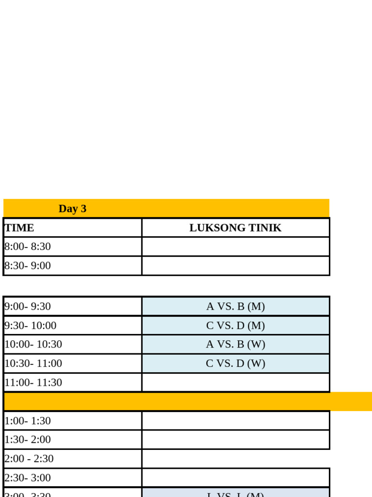 Intramural 2024 Schedule Day 3 5 | PDF