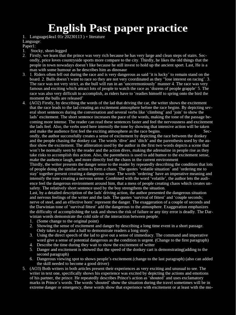 English Mock Revision | PDF