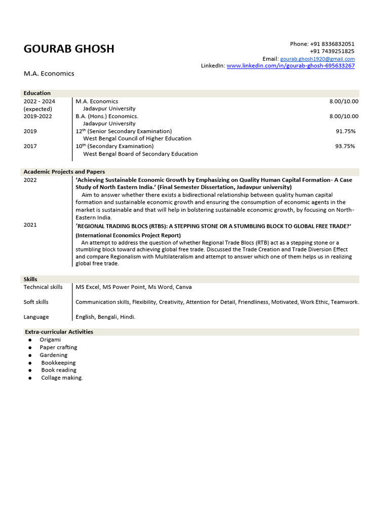 CV GOURAB GHOSH | PDF