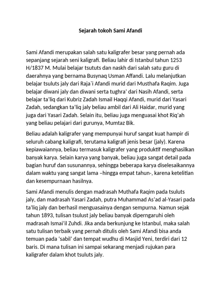 Sejarah Tokoh Sami Afandi | PDF