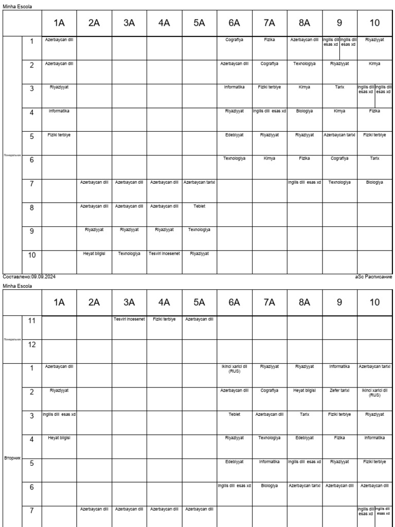 Ders Cedveli Quşcu Mektebi | PDF