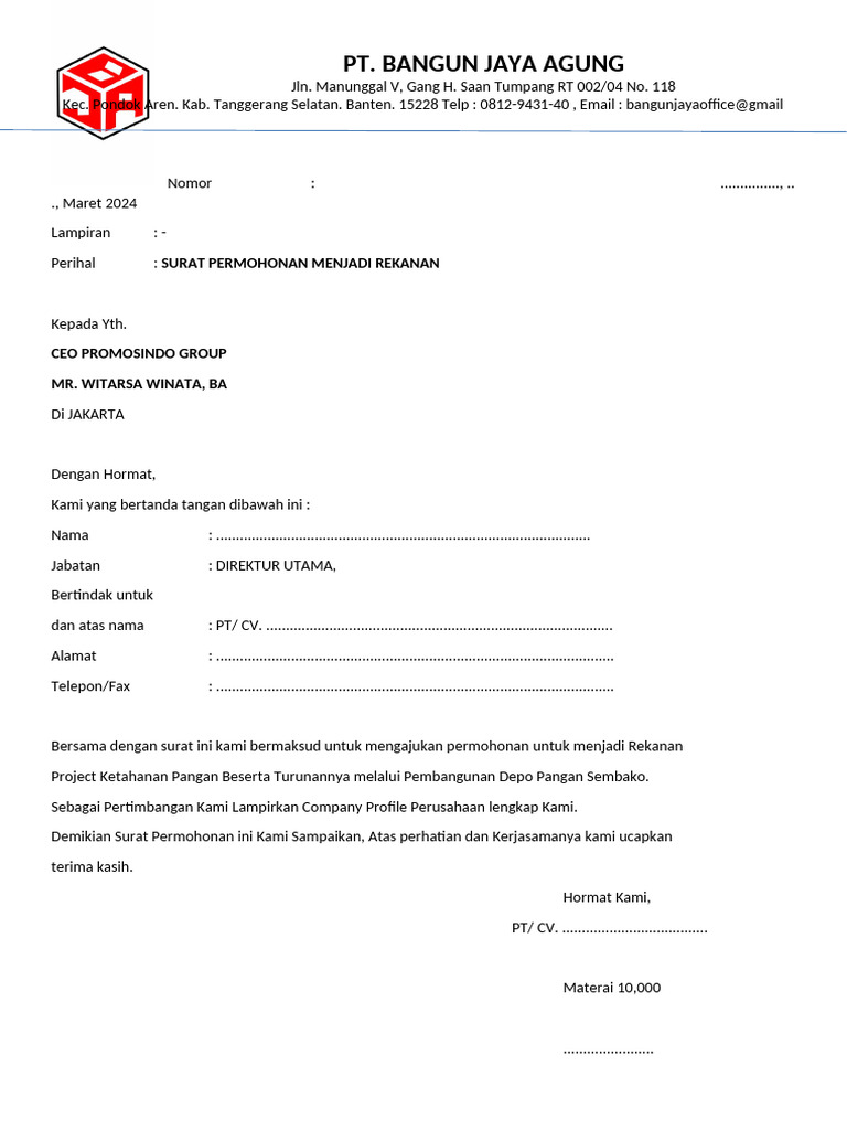 Permohonan Rekanan | PDF