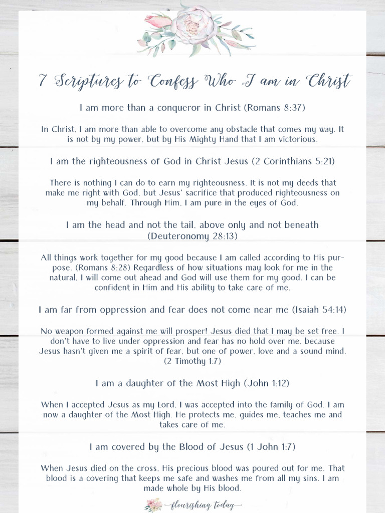 Scripture Who I Am Christ Printable | PDF
