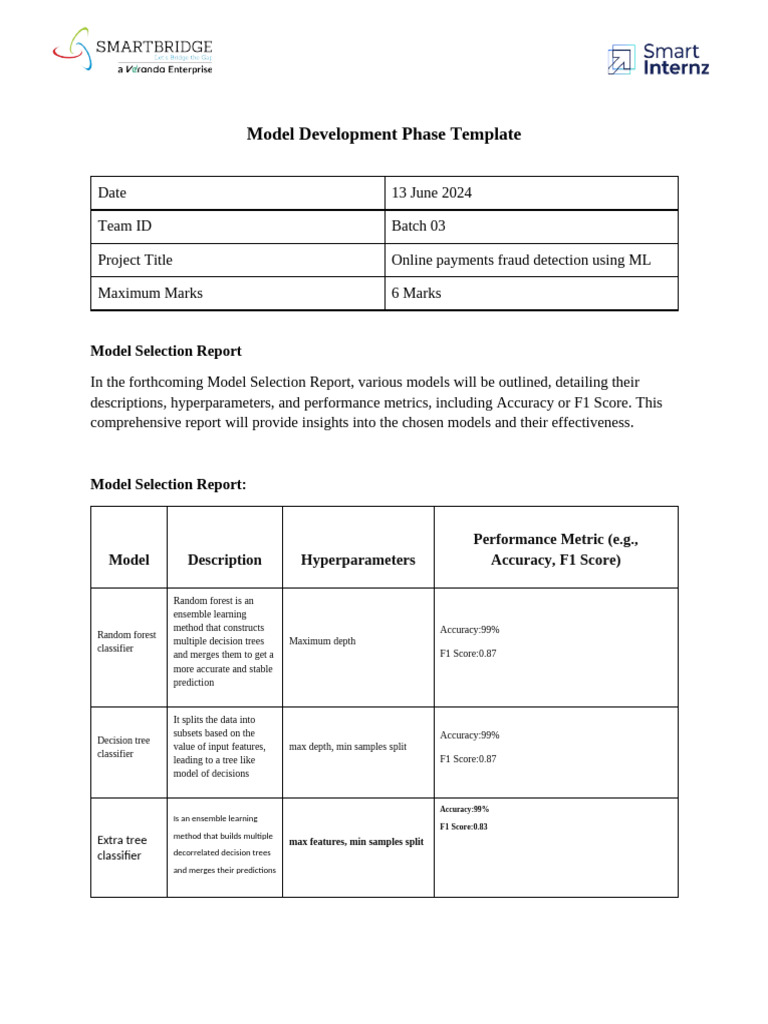 Model Selection Report Template 3.3 | PDF