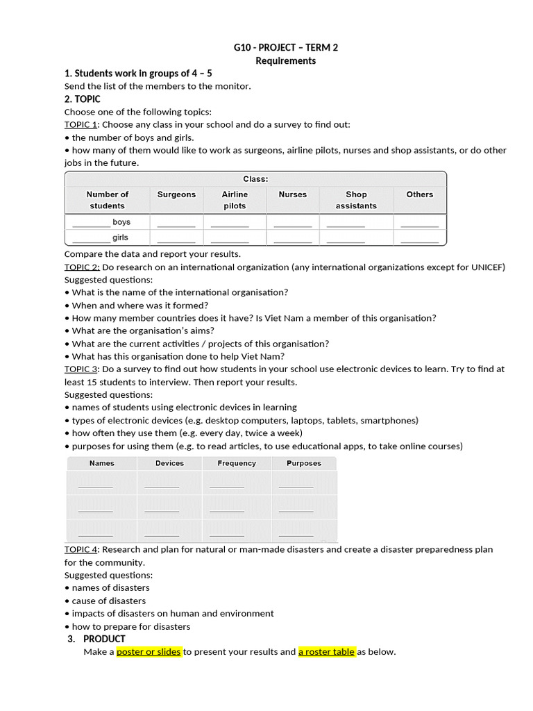G10 - Project - Term 2 | PDF