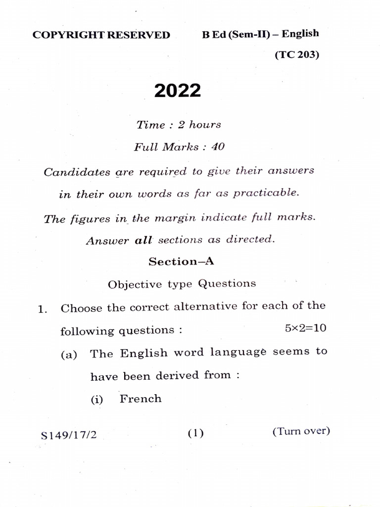 Pedagogy ENG PYQ Method sEM 2 SKMU | PDF | English Language | Grammar