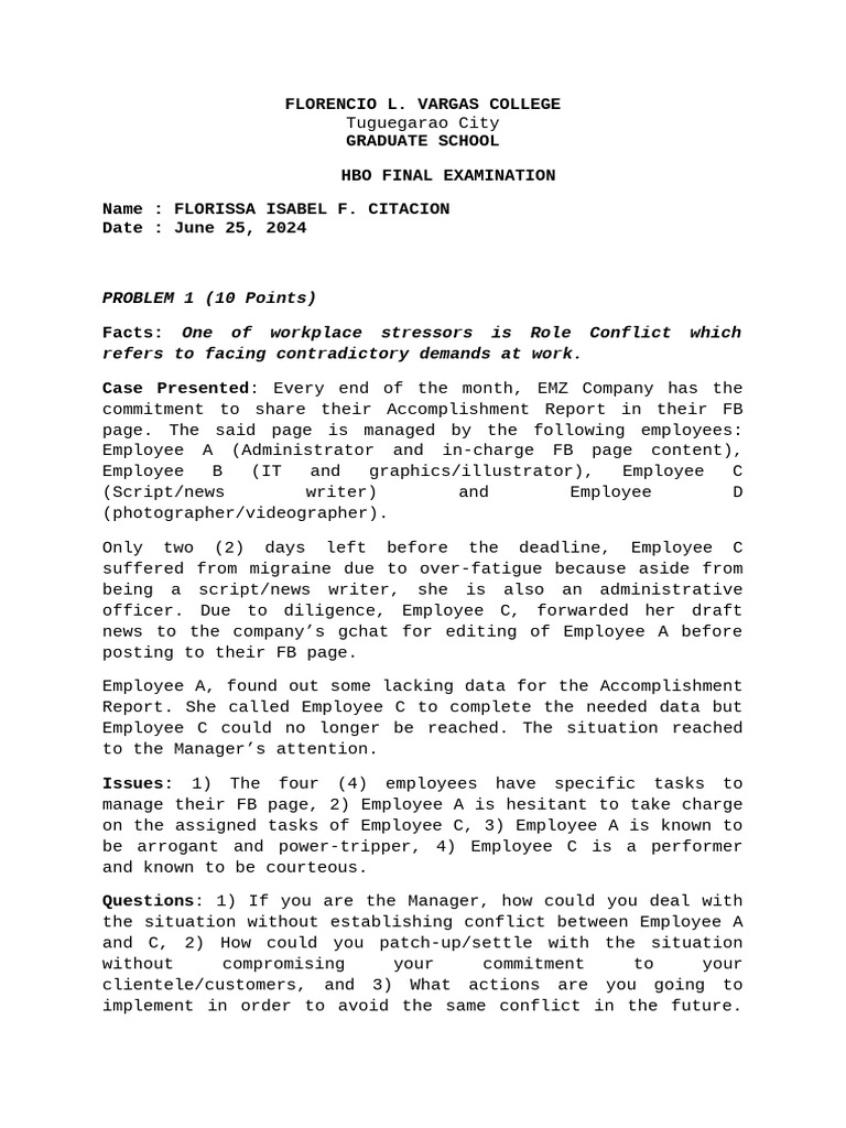 Hbo Final Examination | PDF