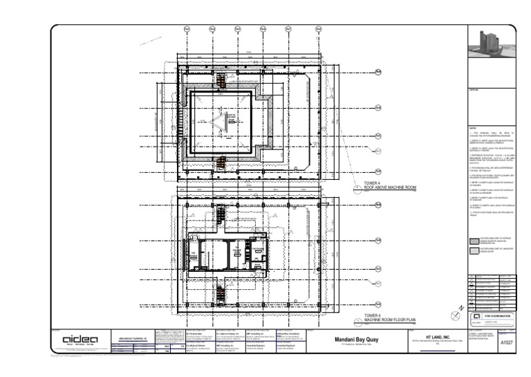 A1027 Tower 4 - Machine Room Floor Plan & Roof Above Machine Room Plan ...