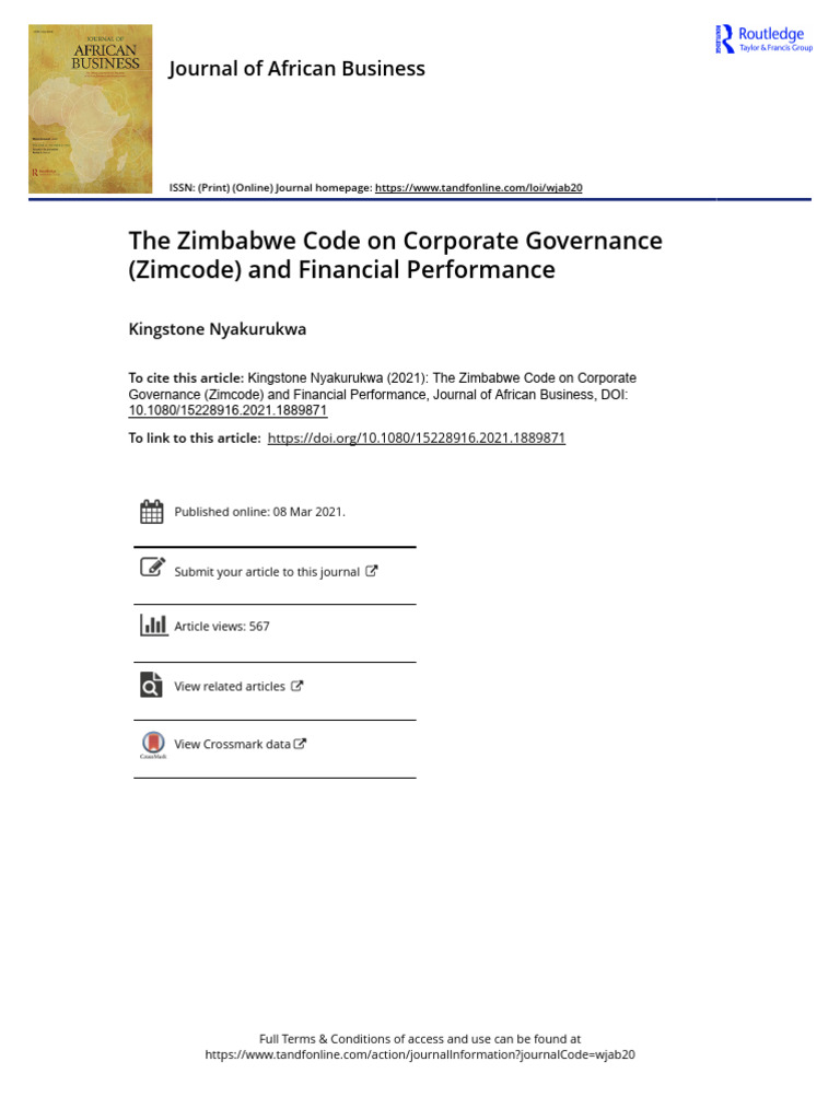 The Zimbabwe Code On CG | PDF