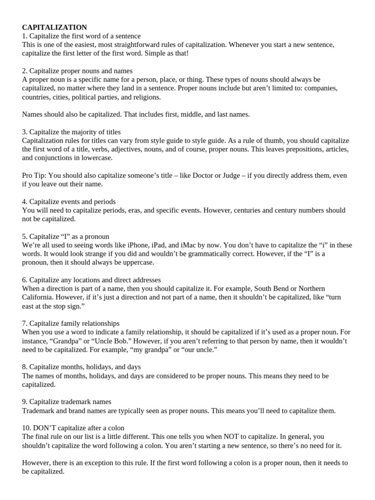 CAPITALIZATION and PUNCTUATIONS | PDF | Bracket | Comma