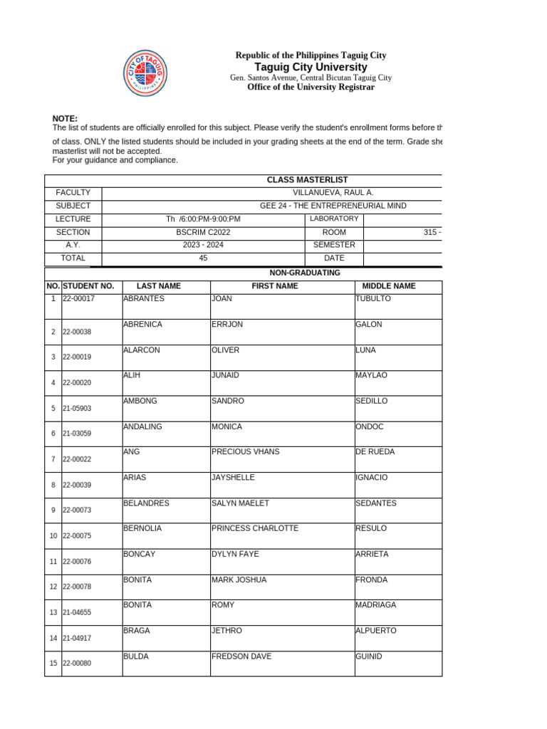 Villanueva Raul CML 1st Sem A.Y. 2023 2024 Gee 24 Bscrim c2022 TH 600pm ...